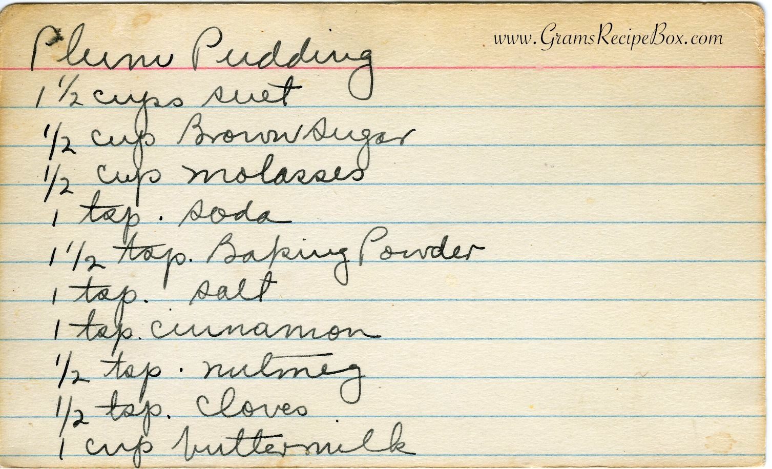 Plum Pudding | Gram's Recipe Box