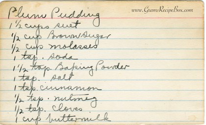 Plum Pudding | Gram's Recipe Box