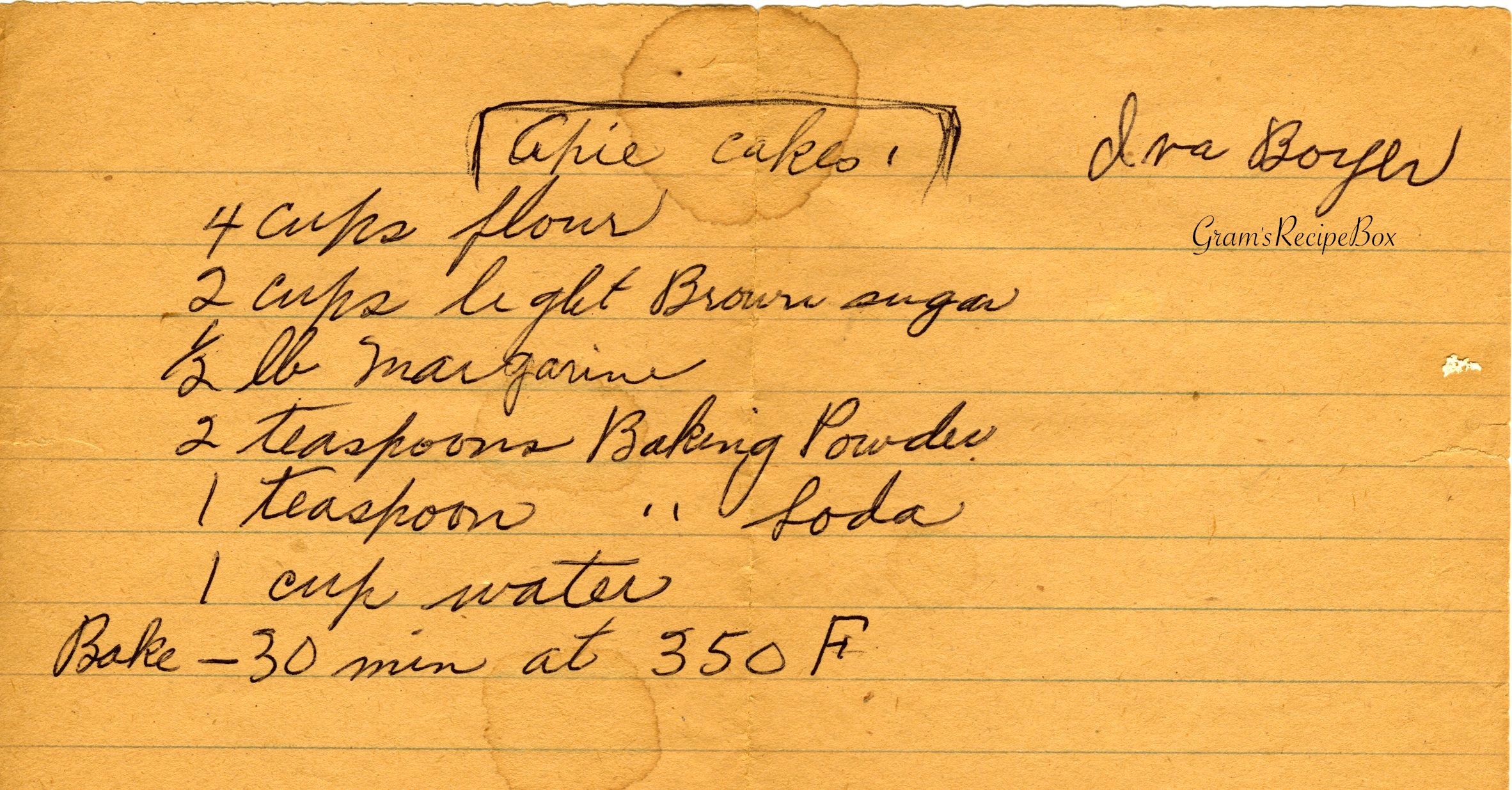 Apie Cakes | Gram's Recipe Box