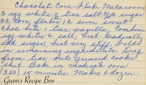 Chocolate Corn Flake Macaroons | Gram's Recipe Box