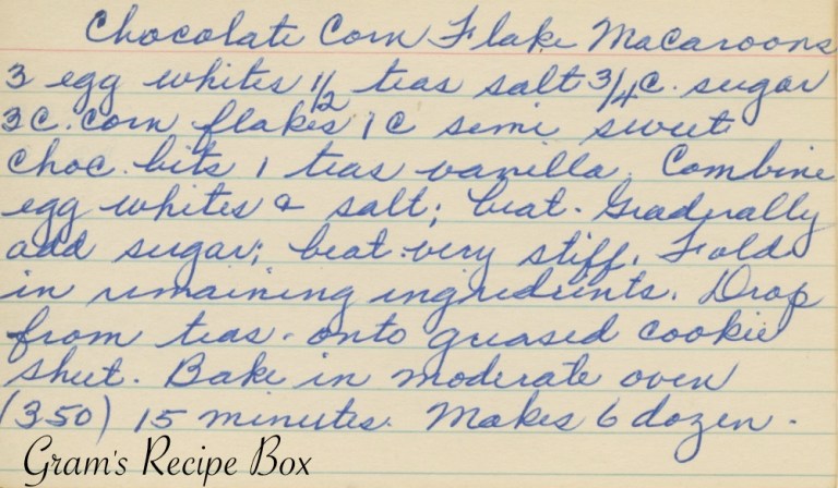 Chocolate Corn Flake Macaroons | Gram's Recipe Box