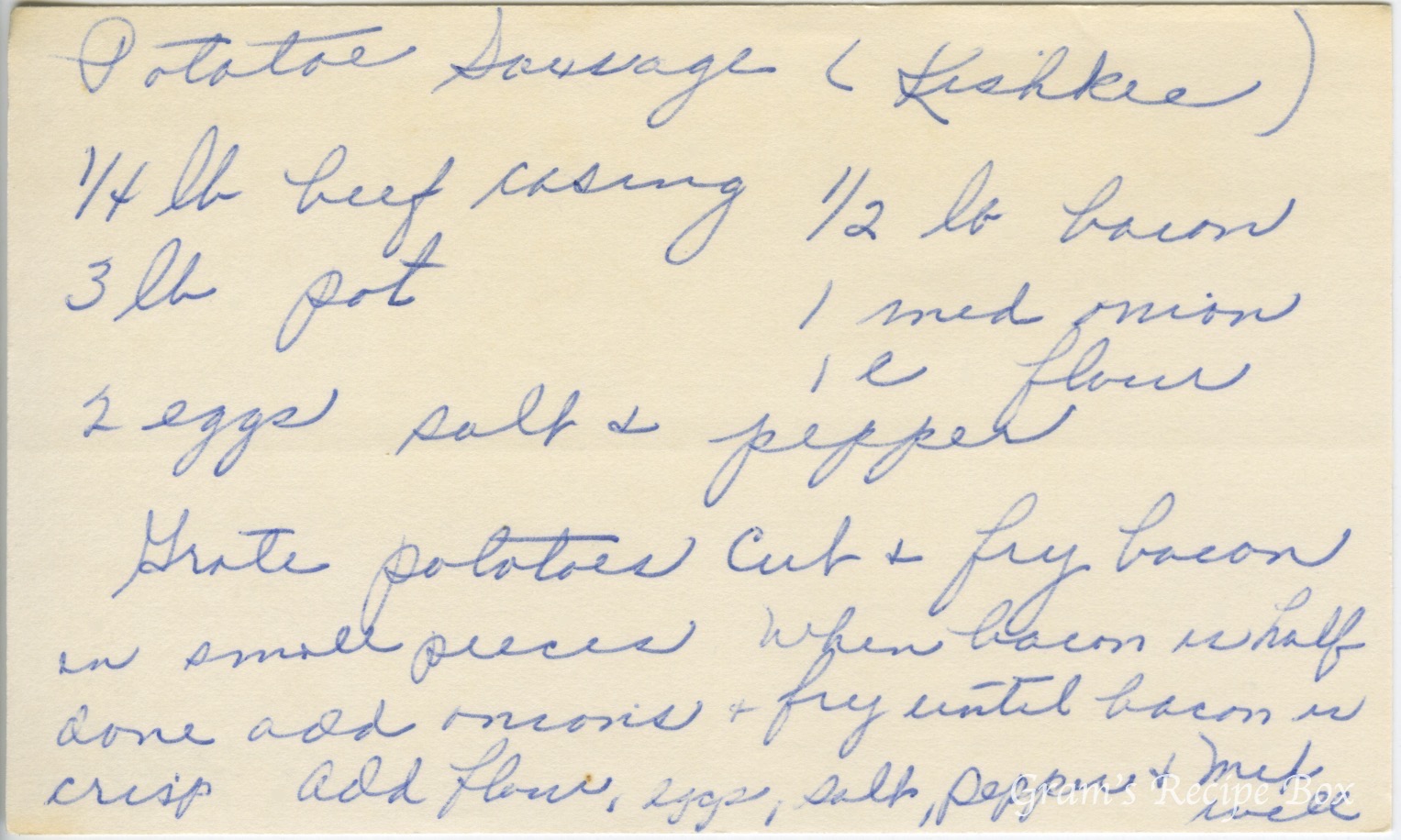Potato Sausage (kishkie) | Gram's Recipe Box