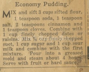 Economy Pudding | Gram's Recipe Box