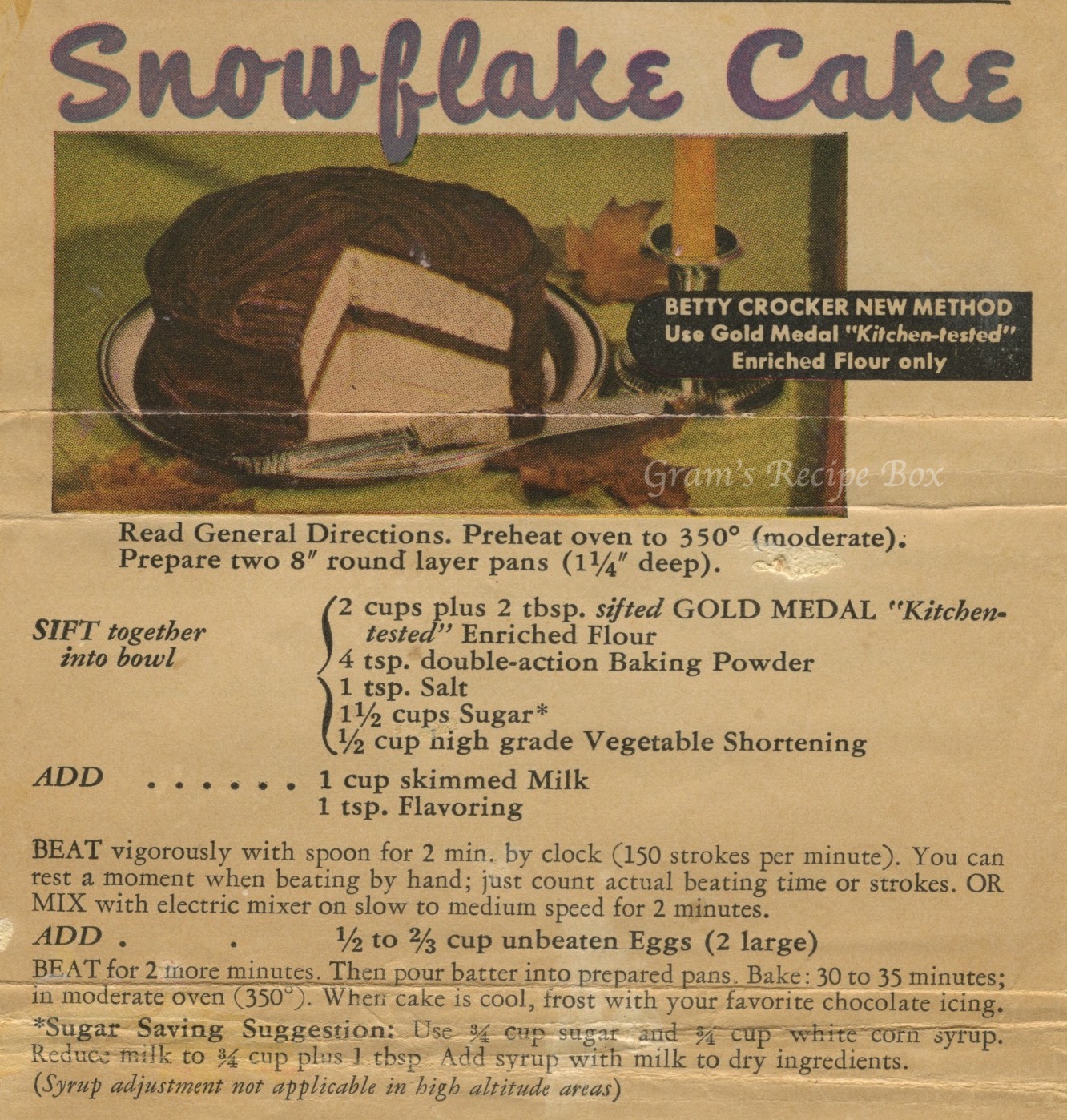 Snowflake Cake | Gram's Recipe Box