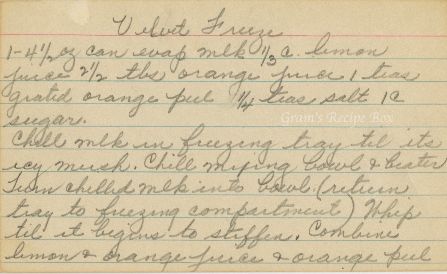 Velvet Freeze | Gram's Recipe Box