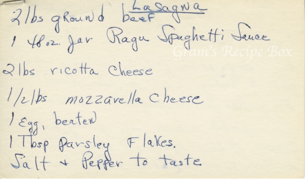 Lasagna | Gram's Recipe Box