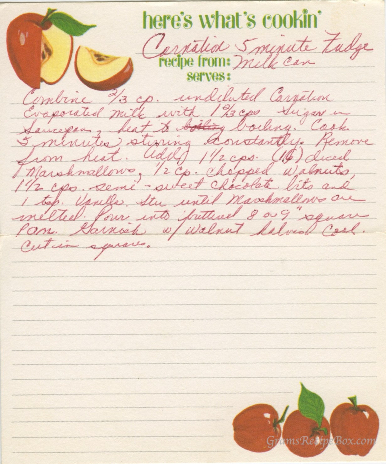 Carnation 5 minute Fudge | Gram's Recipe Box