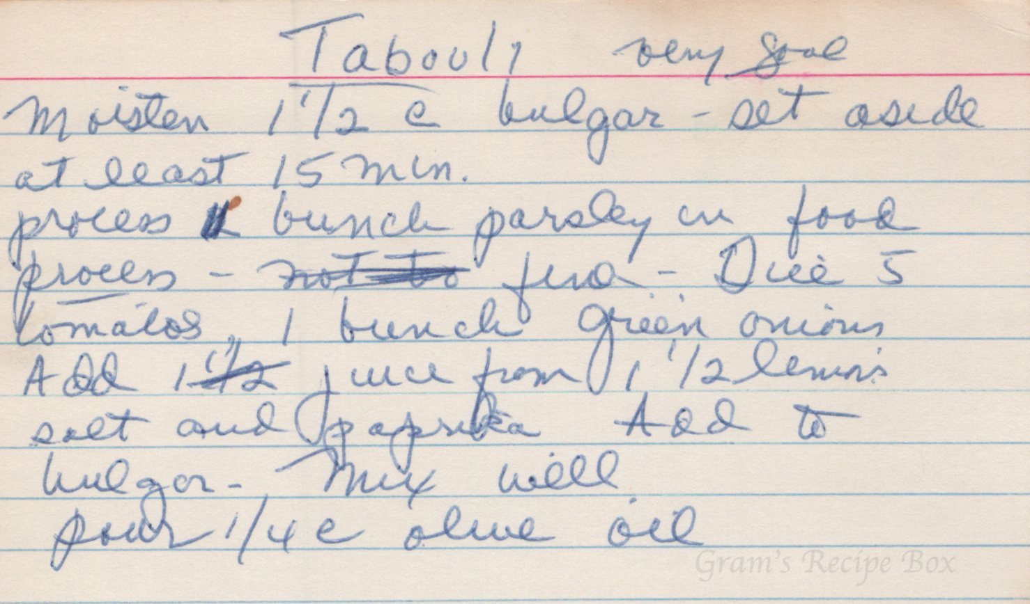 Tabouli | Gram's Recipe Box