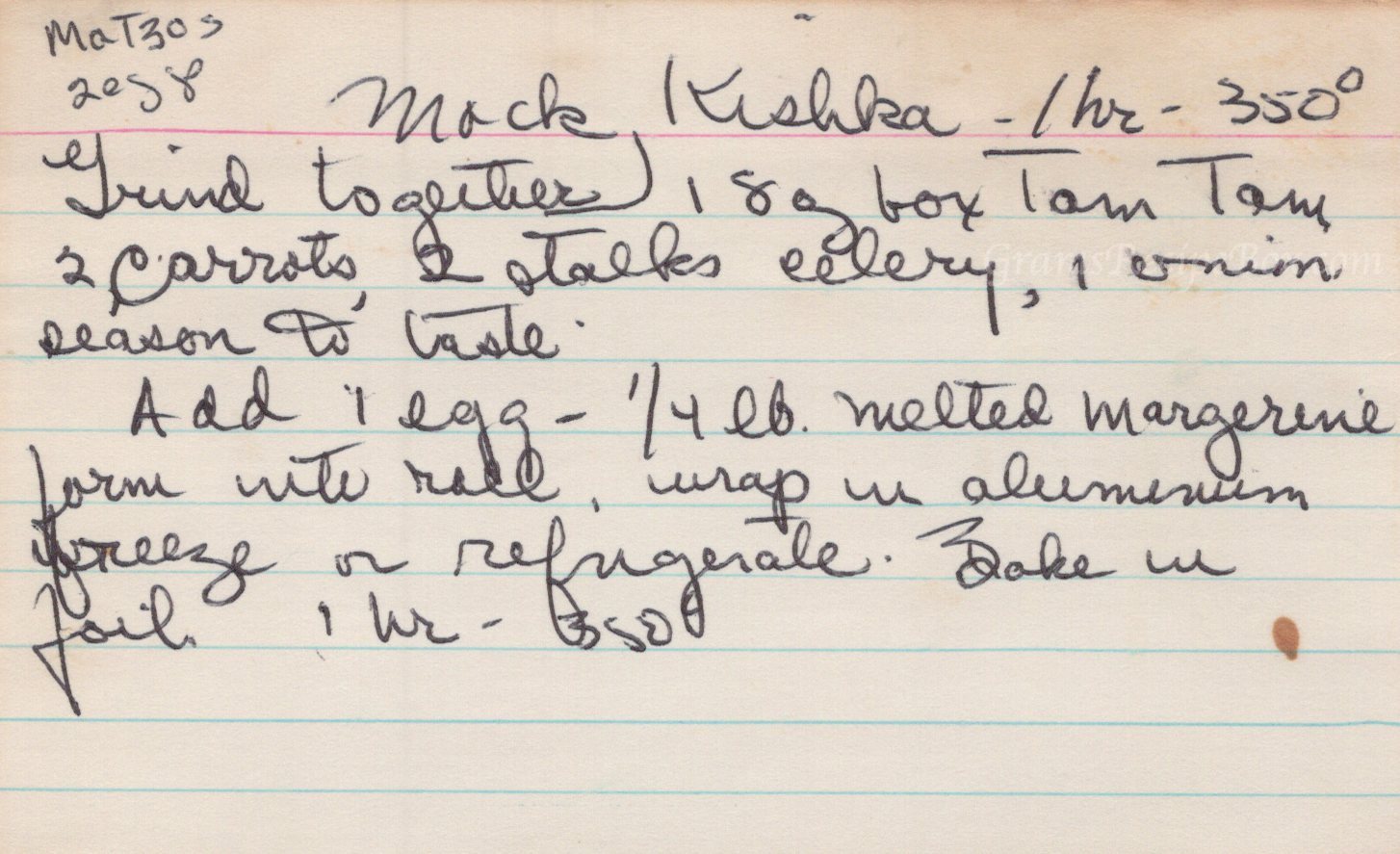 Mock Kishka | Gram's Recipe Box