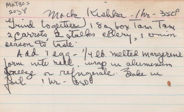 Mock Kishka | Gram's Recipe Box